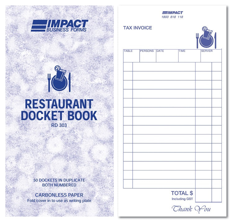 Restaurant Docket Book, Large, Duplicate | 5 Pack | 50 Pack | 100 Pack | Box | RD303 – Dumont ...