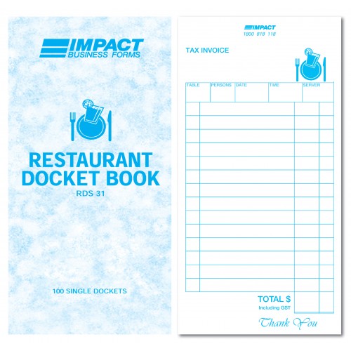 Restaurant Docket Book in Singles | 5 Pack | 50 Pack | 100 Pack | Box | RDS31 – Dumont Industries