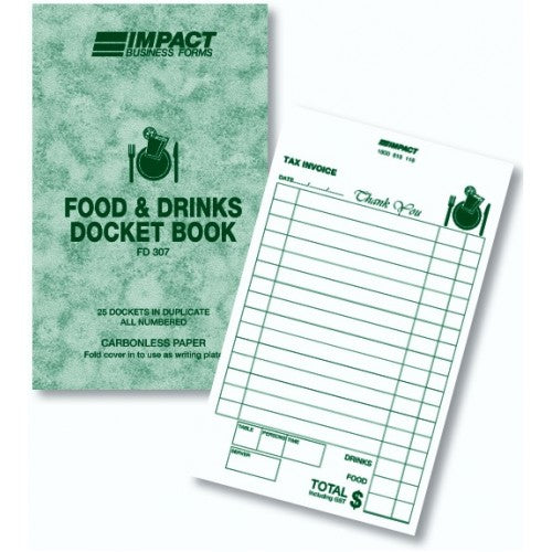 Food & Drinks Docket Book in Duplicate | 10 Pack | 50 pack | 100 Pack ...