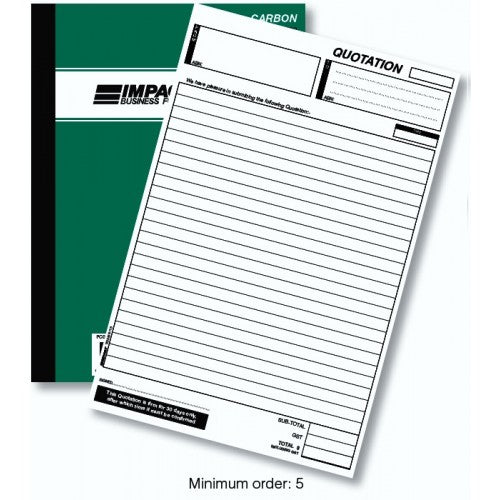 Pen Carbon A4 Quotation Book in Duplicate | 5 Pack | 297mm x 210mm | P ...
