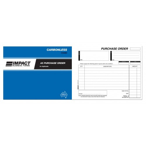 Purchase Order Book in Triplicate | 5 Pack | Landscape | A5 | Carbonle ...