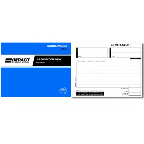 Quotation Book in Duplicate | 5 Pack | A5 | Carbonless | 160mm x 210mm ...