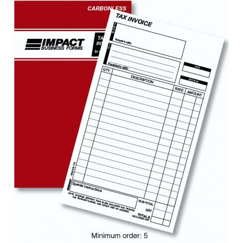 Tax Invoice Book in Duplicate $7.50 per book | 5 Pack | 203mm x 127mm ...